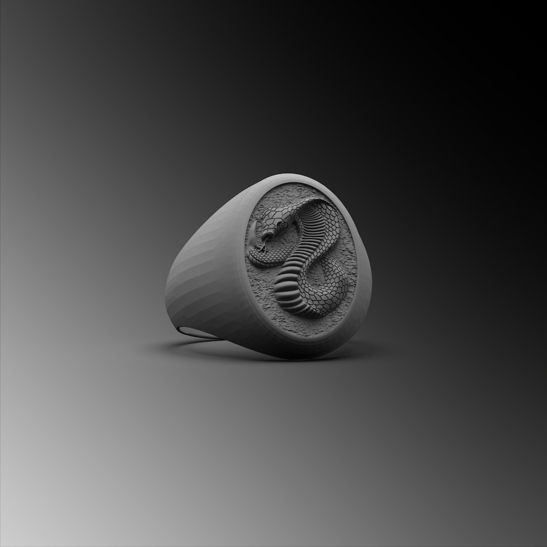 Mens Cobra Ring Silver Snake Signet Rings for Man Serpent Silver Ring ...