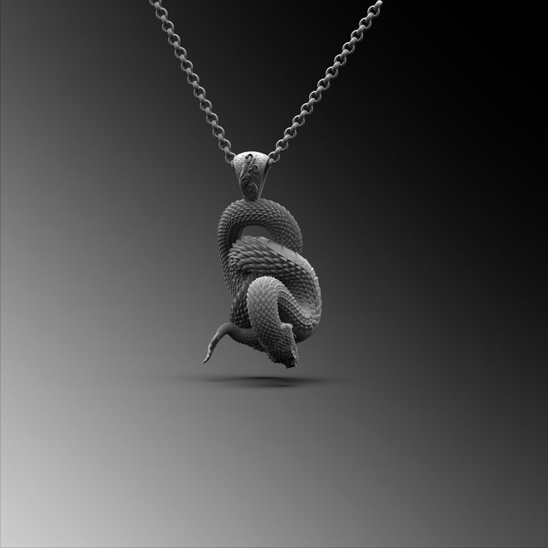 Sterling Silver Snake Pendant Necklace, Serpent Jewelry Gift for Men - Etsy