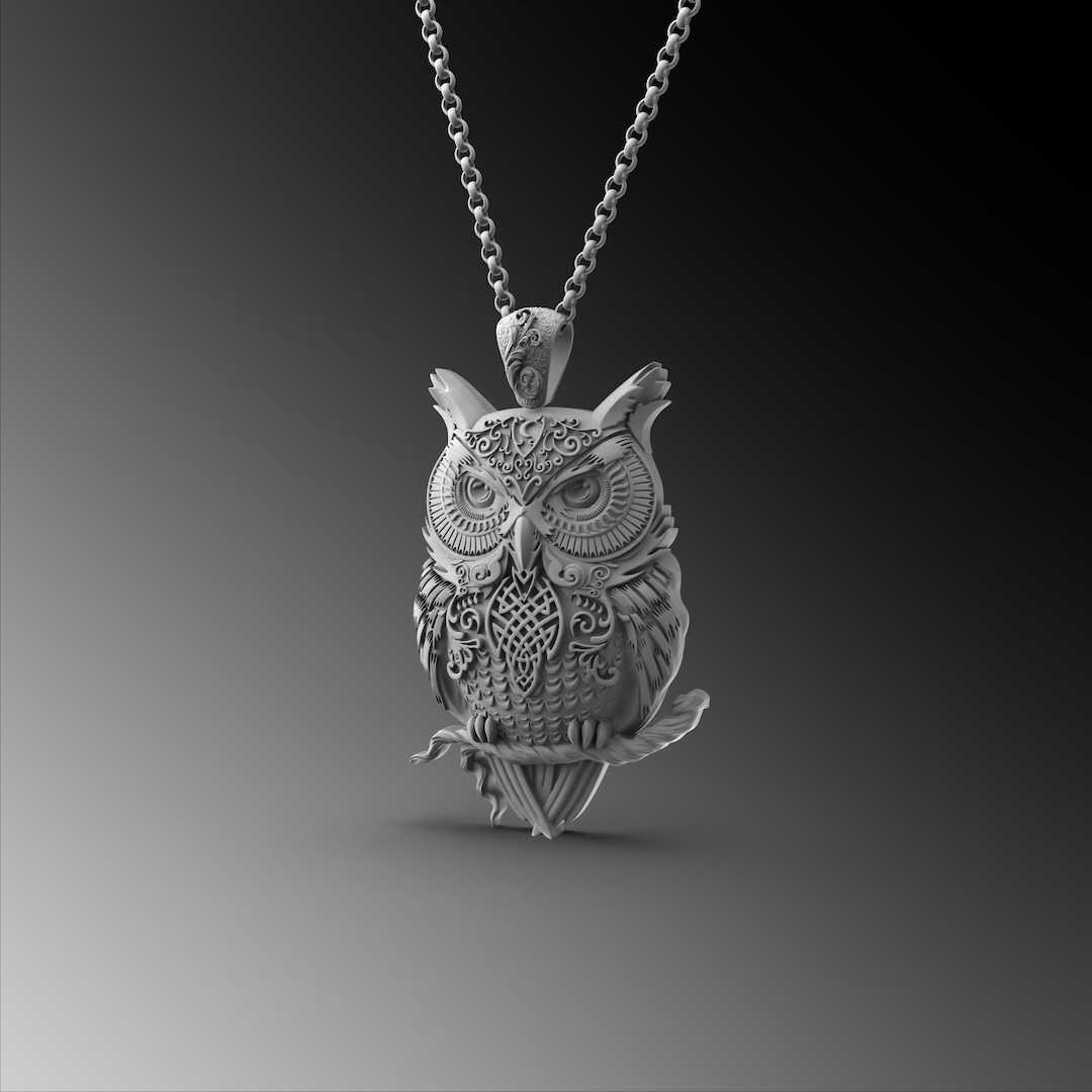 Silver Owl Pendant for Man Silver Owl Necklace Sterling Silver Owl ...