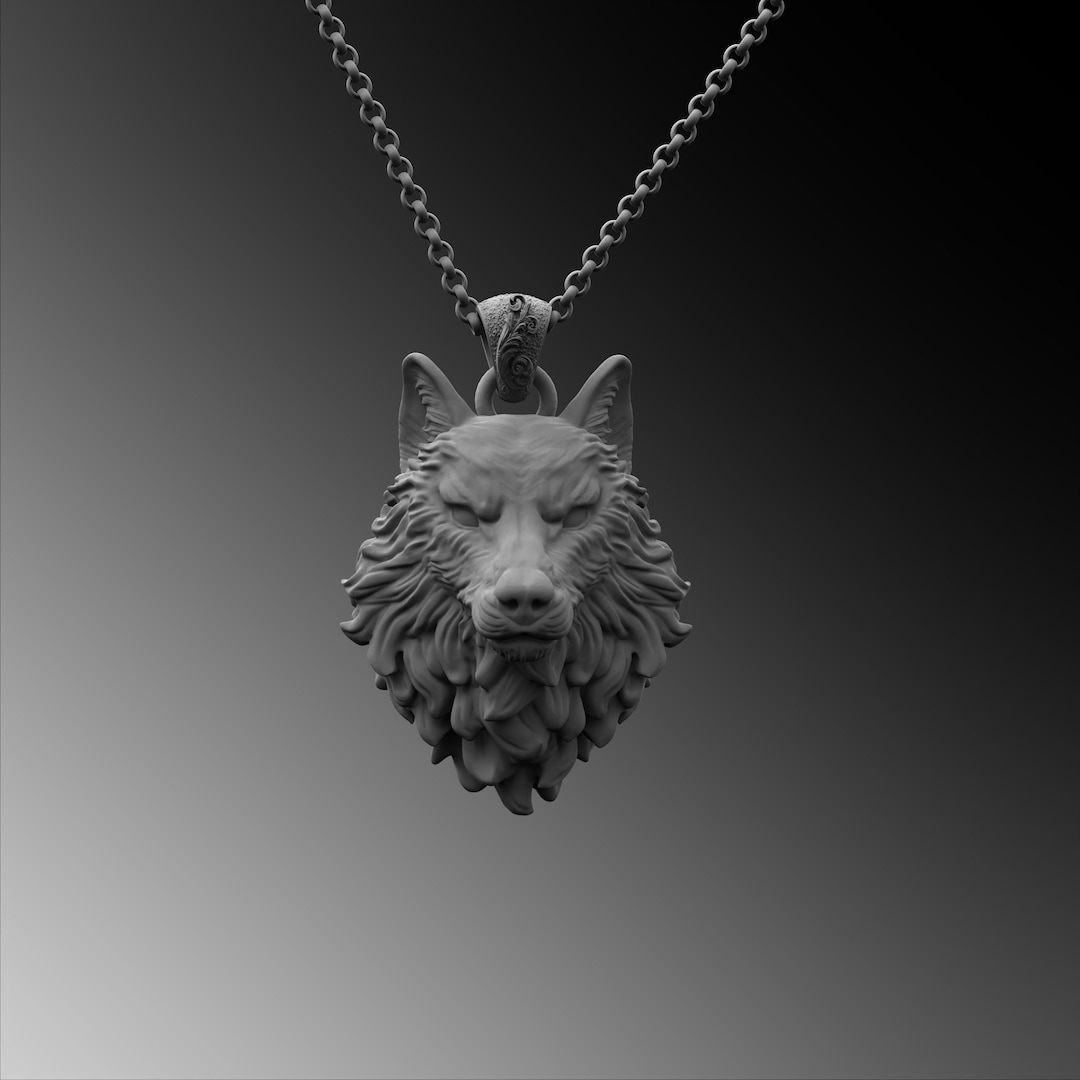 Silver Wolf Medallion Mens Wolf Pendant for Man Sterling Silver Wolf ...