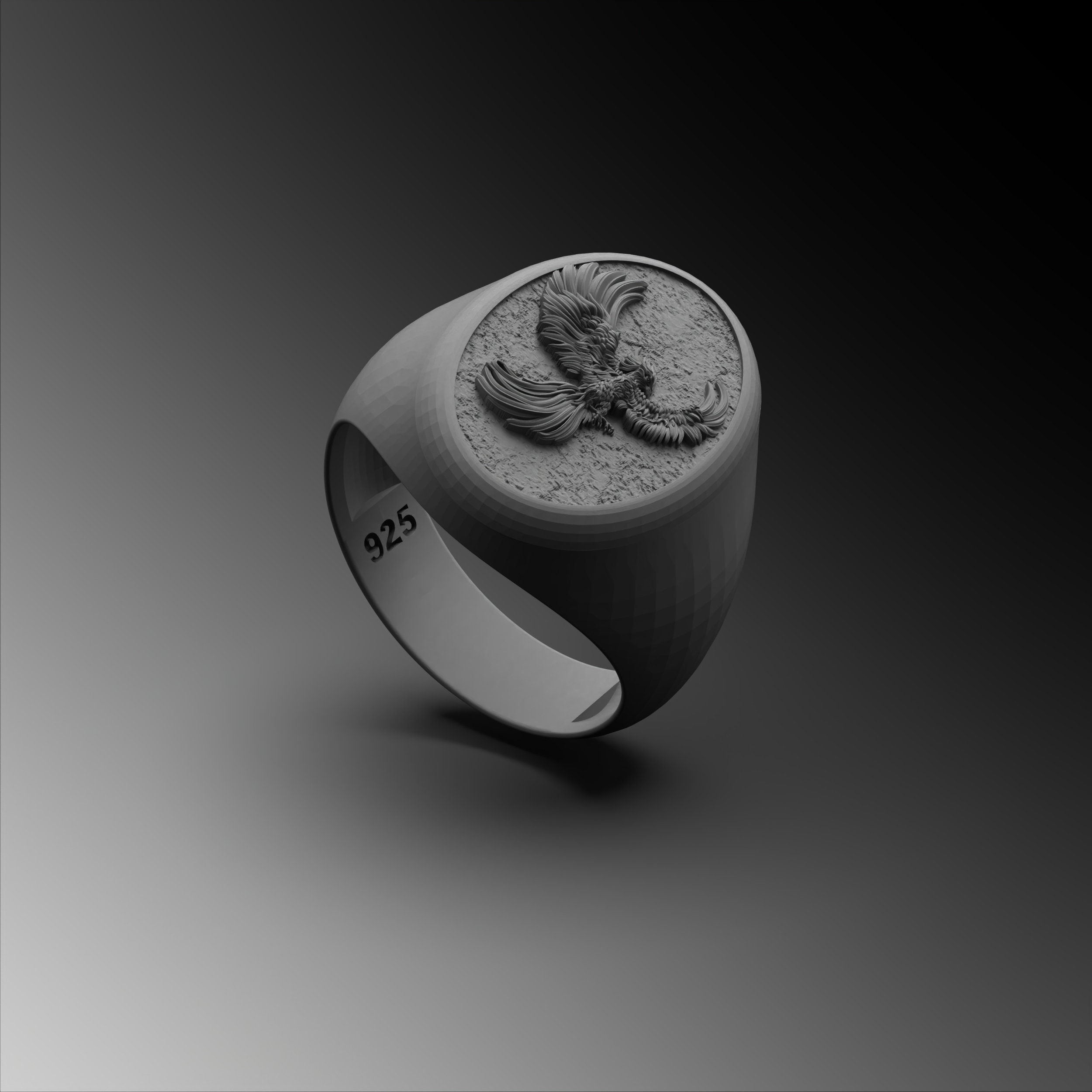 Silver Phoenix Ring Mens Immortal Bird Signet Ring Mens - Etsy