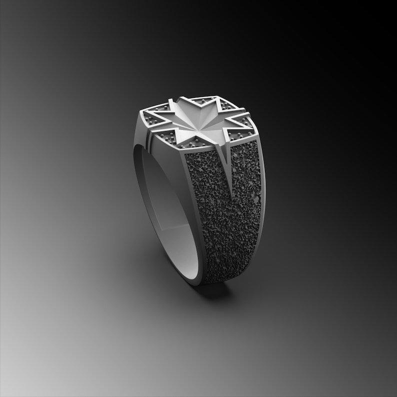 North Star Signet Mens Ring in Sterling Silver Celestial - Etsy