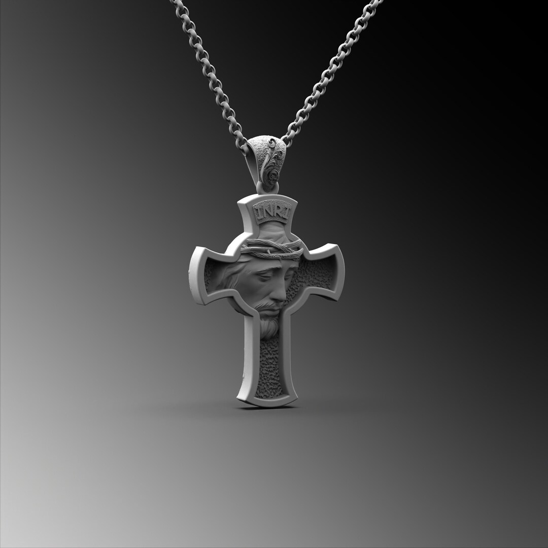 Silver Jesus Cross Pendant Man Jesus Christ Necklace Crucifix Silver ...