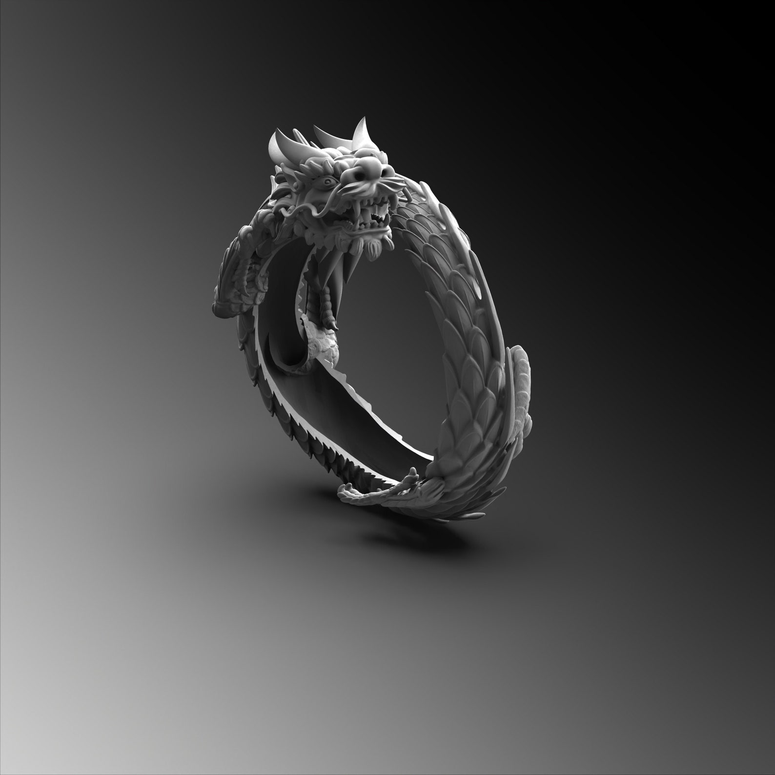 Mens Dragon Ring Silver Chinese Dragon Ring Mens Signet Ring - Etsy