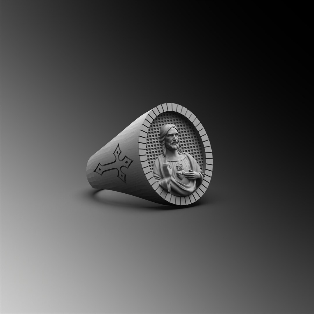 Handmade Sacred Heart Jesus Ring, 925 Sterling Silver Christian Jewelry ...