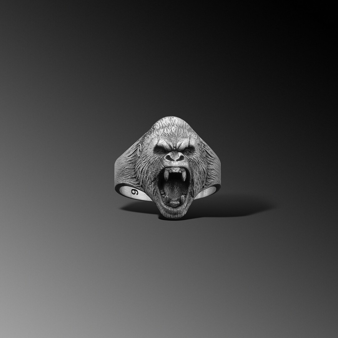 Handmade Sterling Silver Gorilla Ring - Detailed Ape Jewelry - Etsy
