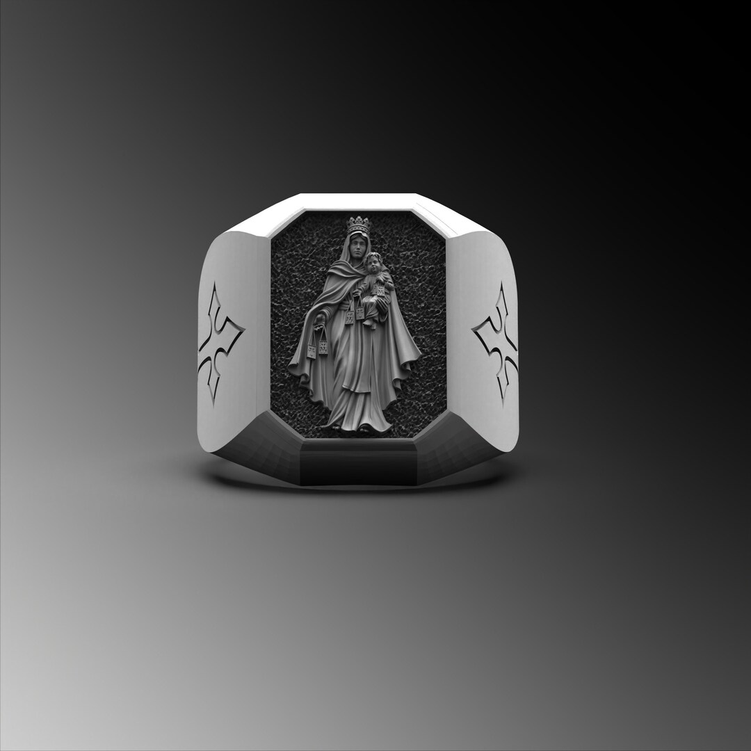 Virgin Mary Ring, Virgen Del Carmen Ring, Mens Virgin Mary Rings, Holy ...
