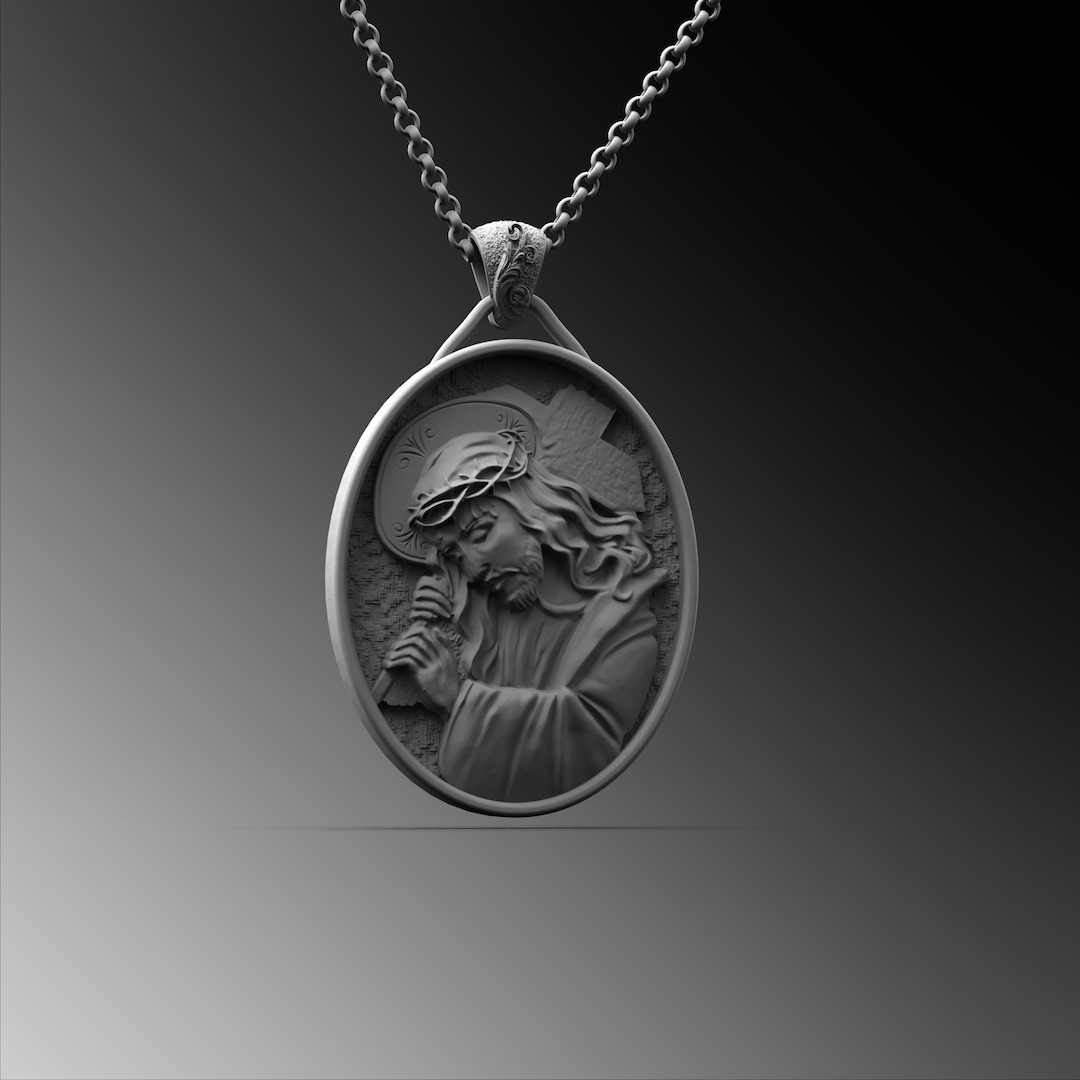 Silver Jesus Cross Pendant Man Jesus Christ Necklace Crucifix Silver ...