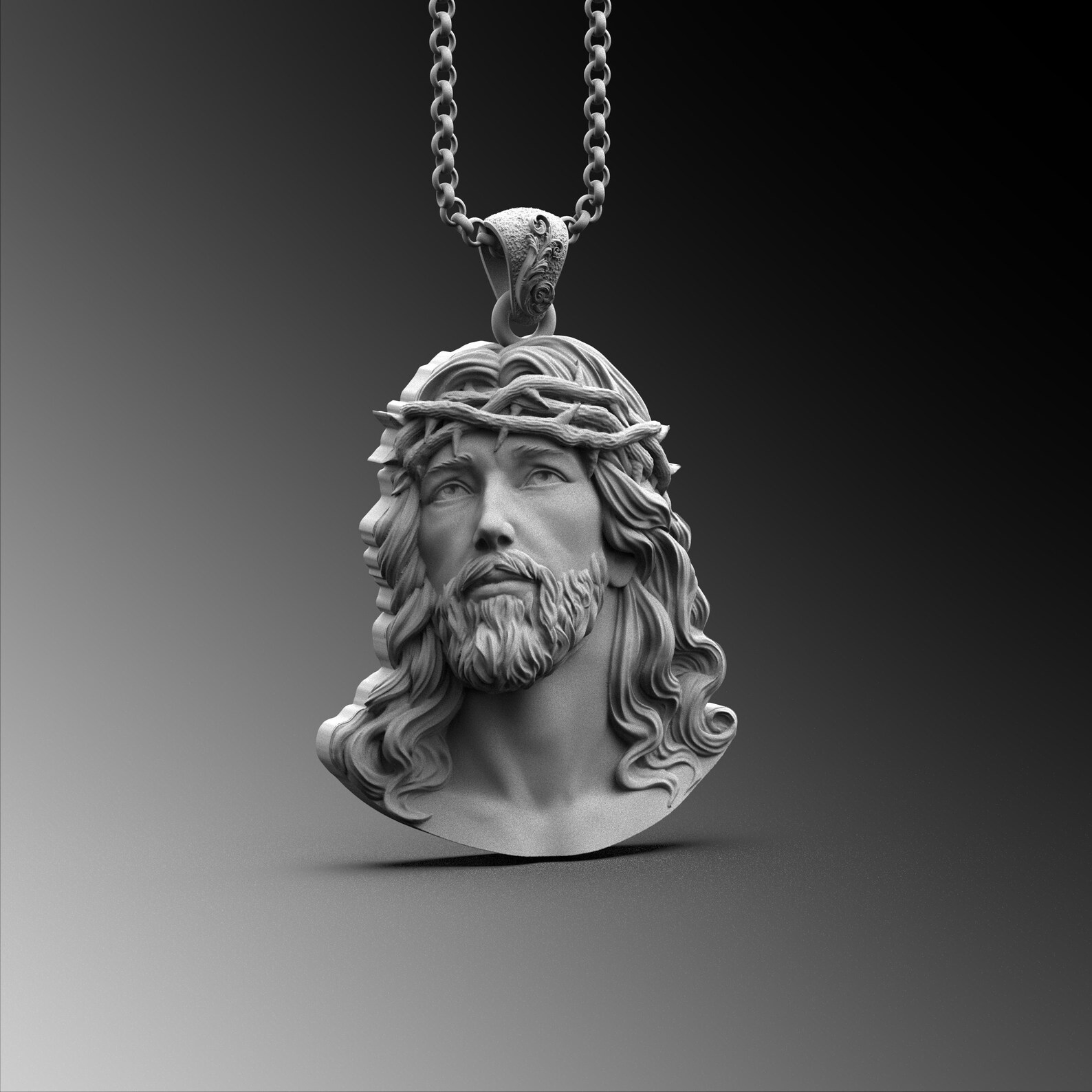 Silver Jesus Pendant Men Jesus Christ Necklace Crucifix Necklace Men ...