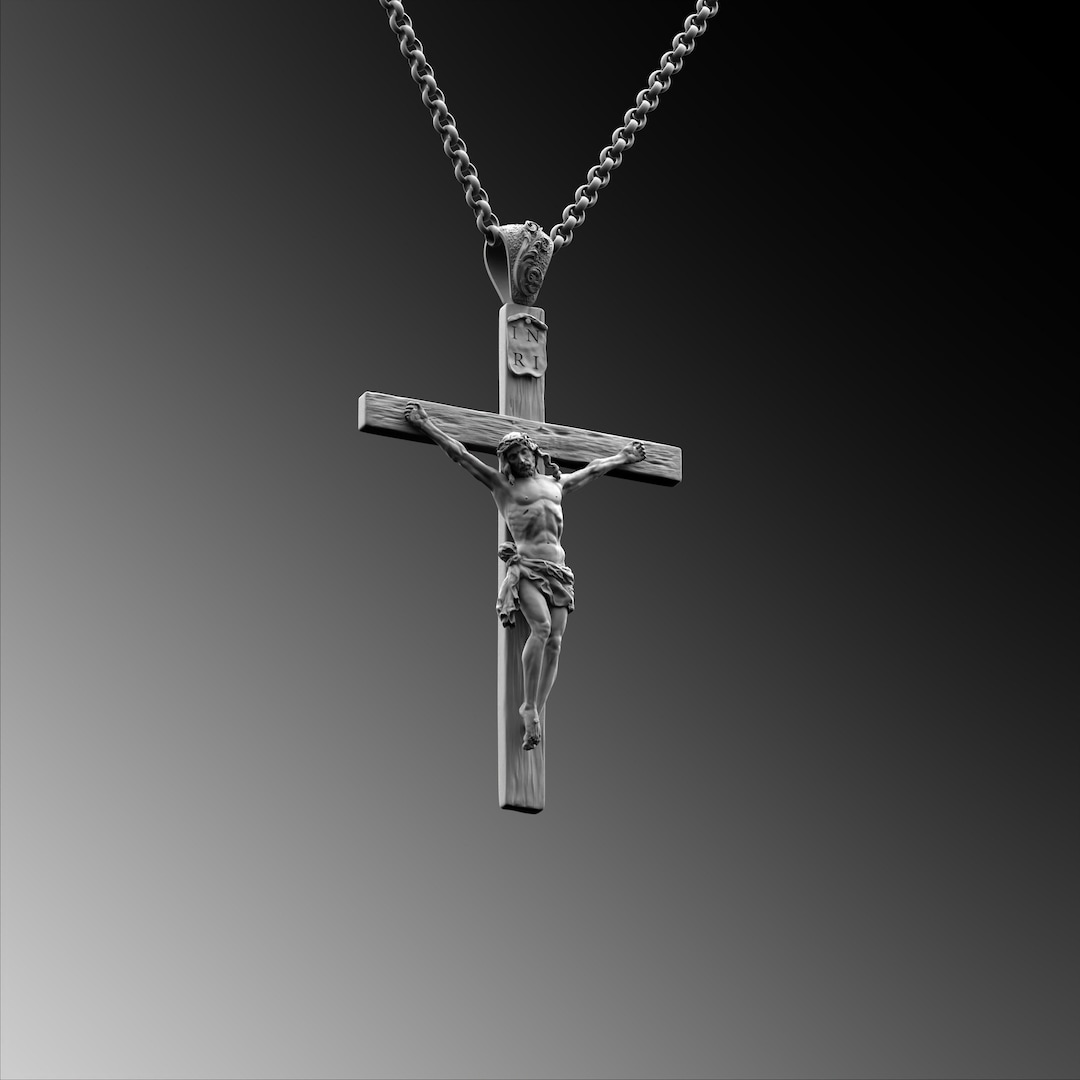 Silver Jesus Pendant Men Jesus Christ Necklace Crucifix - Etsy