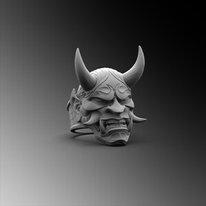 Silver Samurai Mask Ring Oni Mask Ghost Ring Mens Oni Mask Ring ...