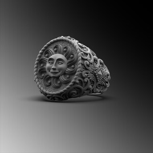 Mens Sun Ring, Silver Sun Rings for Man, 925k Sterling Sun Signet Ring ...