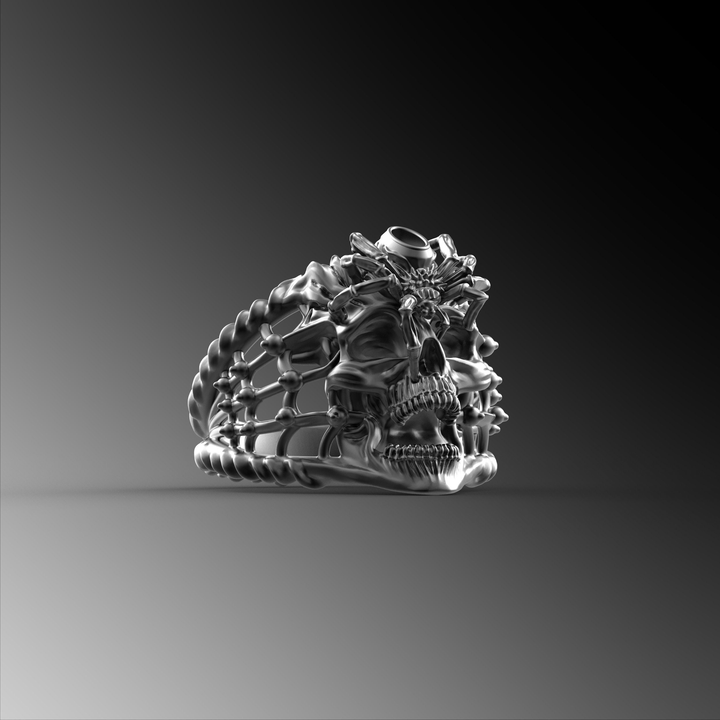 Spider Skull Ring Silver Skul Rings for Man Spider Skull - Etsy