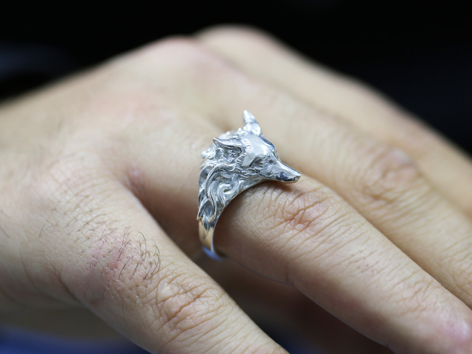 Mens Fox Ring Silver Fox Ring Mens Signet Ring Fox Head Rings - Etsy