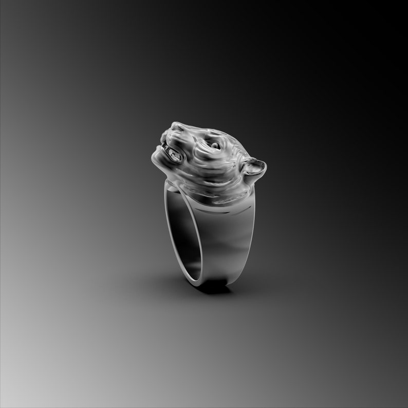 Sterling Silver Tiger Head Ring, Handmade Signet Ring - Etsy