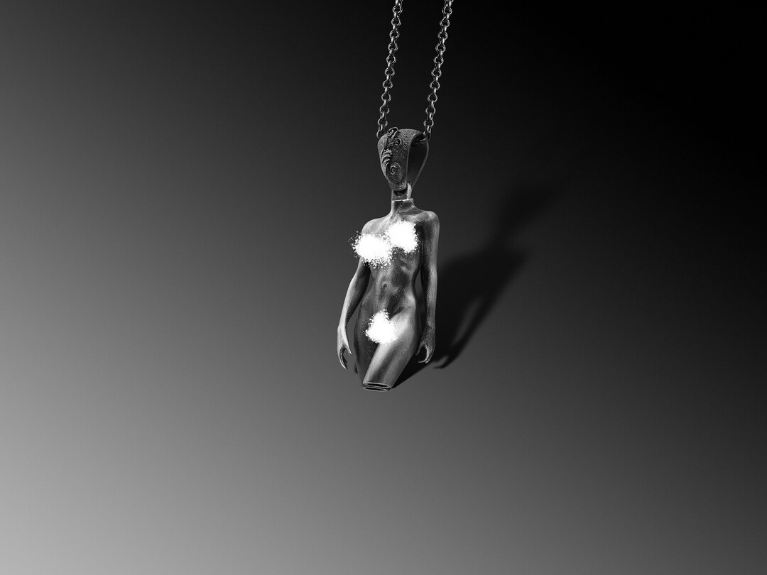 Female Body Necklace in Sterling Silver Woman Pendant Female Silhouett ...