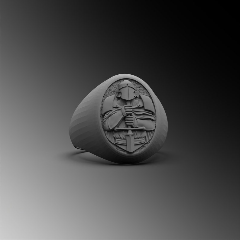 Medieval Knight Ring Crusader Signet Ring Mens Silver - Etsy