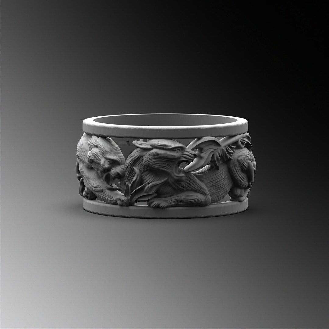 Silver Panther Rings for Man Silver Panther Head Ring Men Tiger Band ...