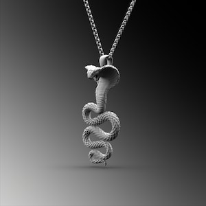 Silver Cobra Necklace for Man Serpent Pendant Men Silver Snake Necklace ...