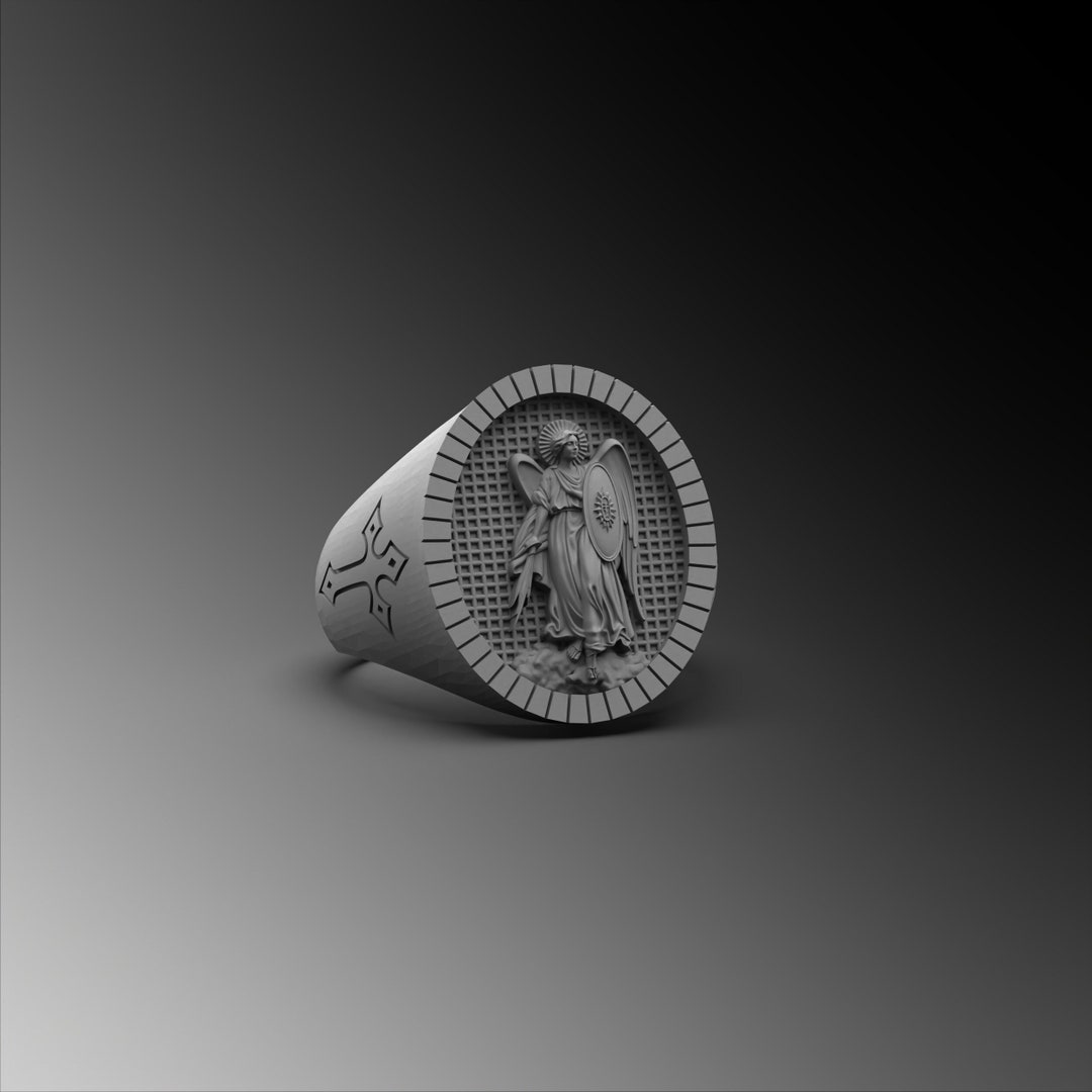 Saint Archangel Michael Christian Ring, St Michael Pinky Signet Ring ...