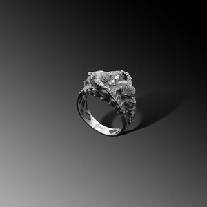 Demon Skull Ring Hell Satan 925 Silver Ring Sterling Handmade Satanic ...