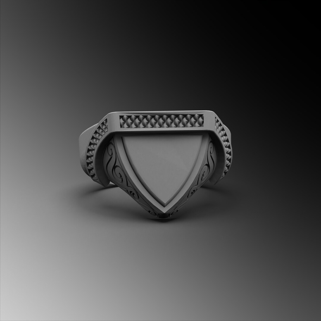 Medieval Shield Ring Silver Cross Signet Rings for Man Sterling Shield ...