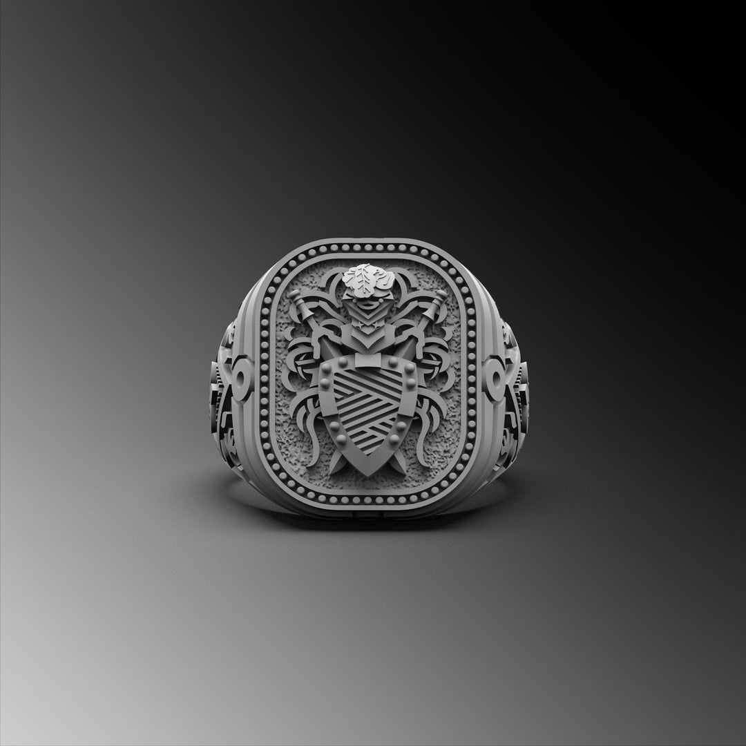 Family Crest & Coat of Arms Signet Ring, Custom Silver Rings for Men ...