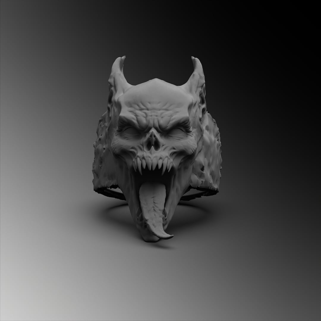 Demon Skull Ring Hell Satan 925 Silver Ring Sterling Handmade Satanic ...