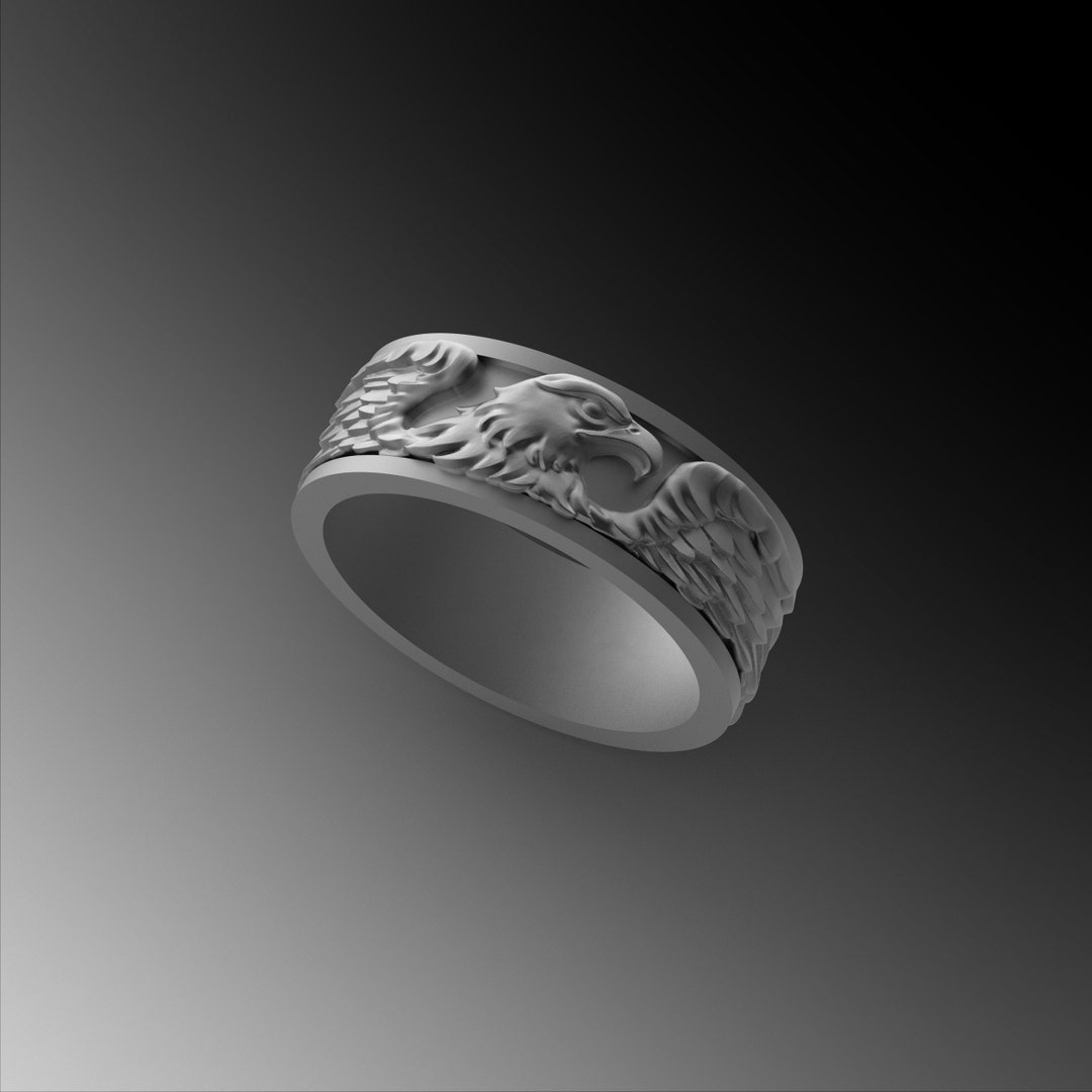 Mens Eagle Ring Silver Hawk Ring Mens Band Ring Eagle Rings for Man ...