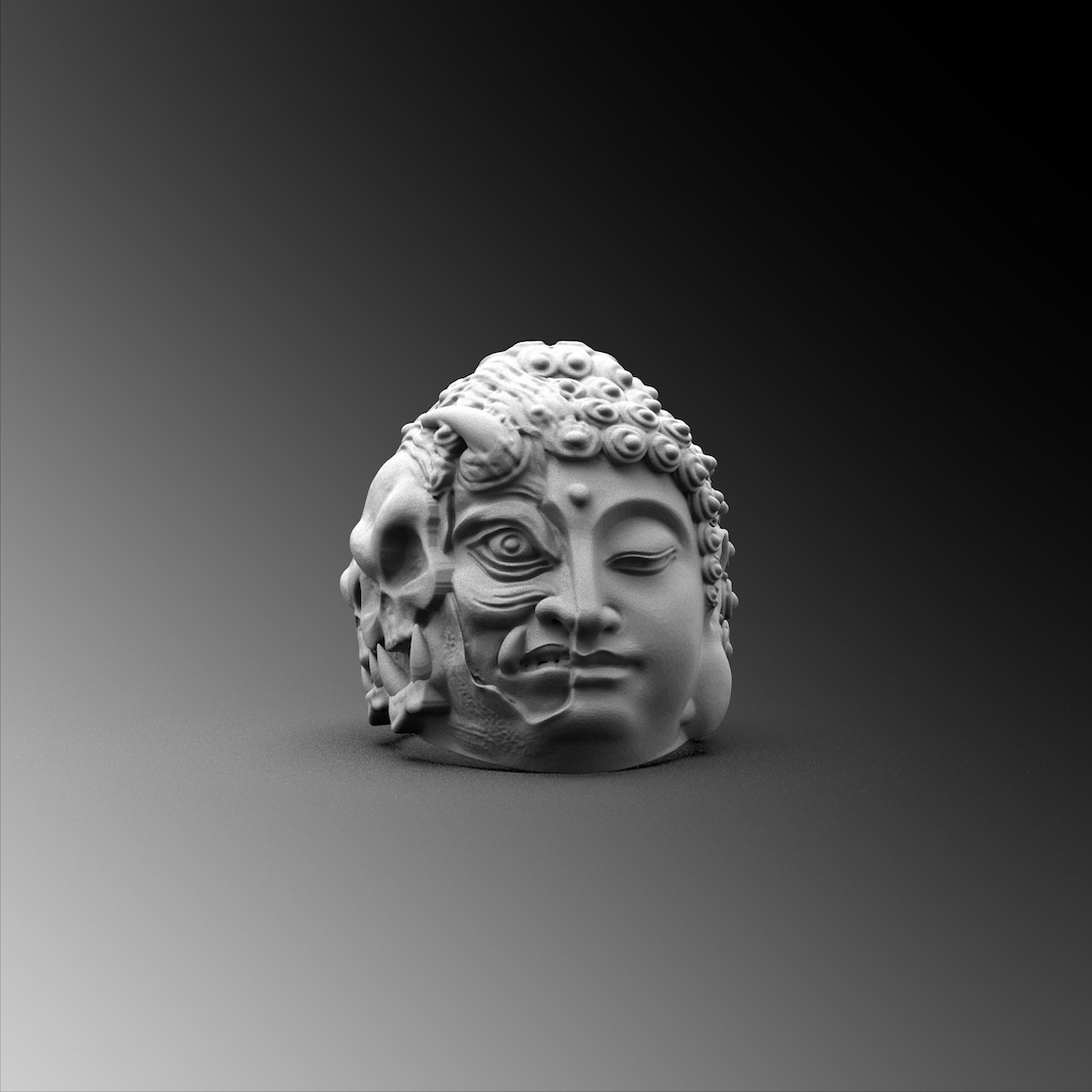 Devil Buddha Head Silver Ring Sterling Silver Buddhist Ring for Man Spiritualist Ring Buddhist ...