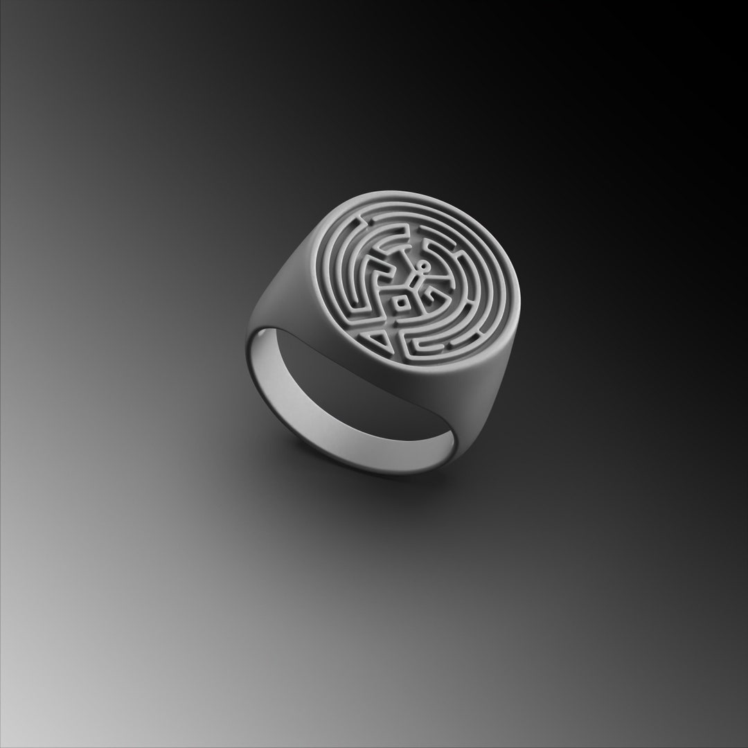 Silver Maze Rings for Man Silver Labyrinth Maze Ring Men Signet Ring ...