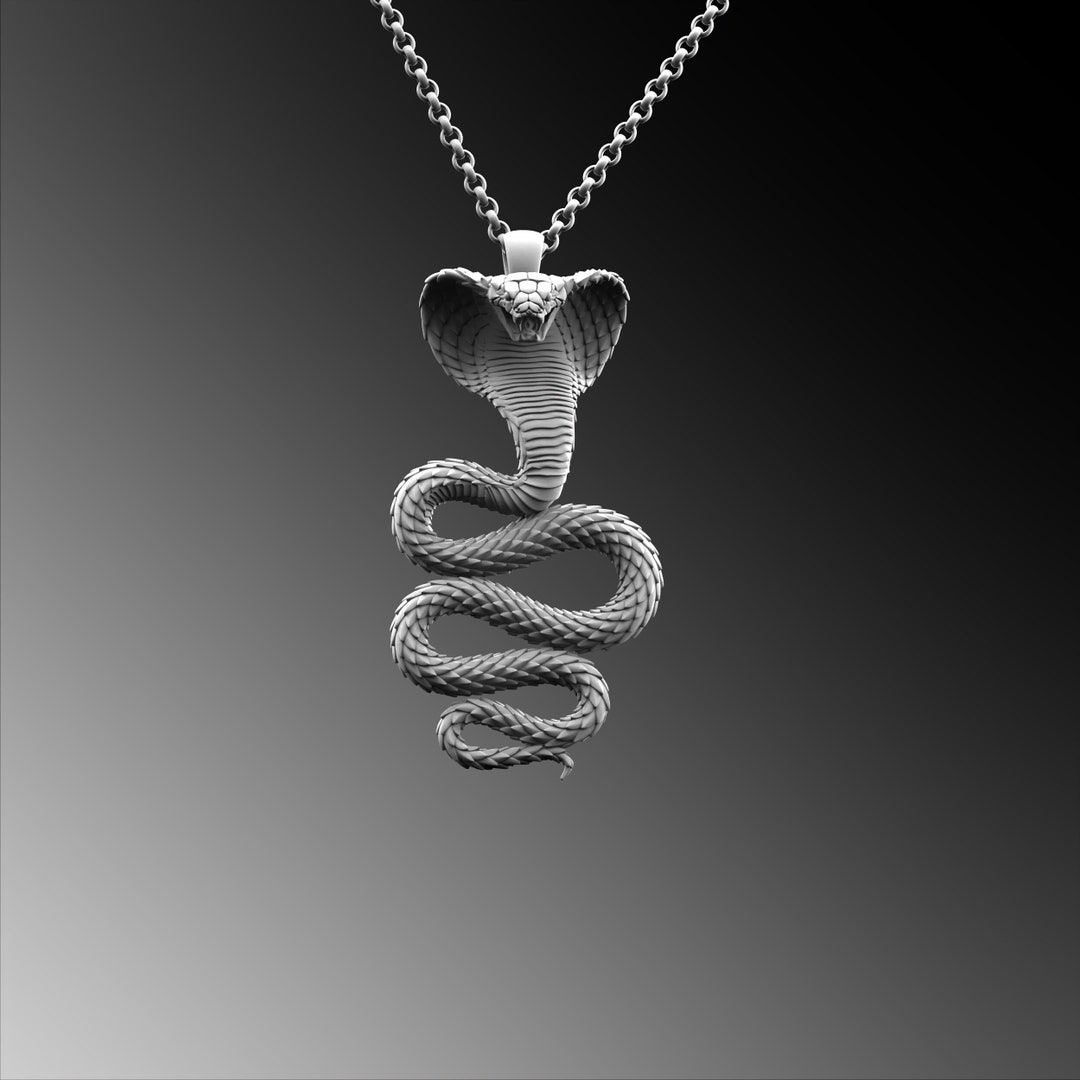 Silver Cobra Necklace for Man Serpent Pendant Men Silver Snake Necklace ...