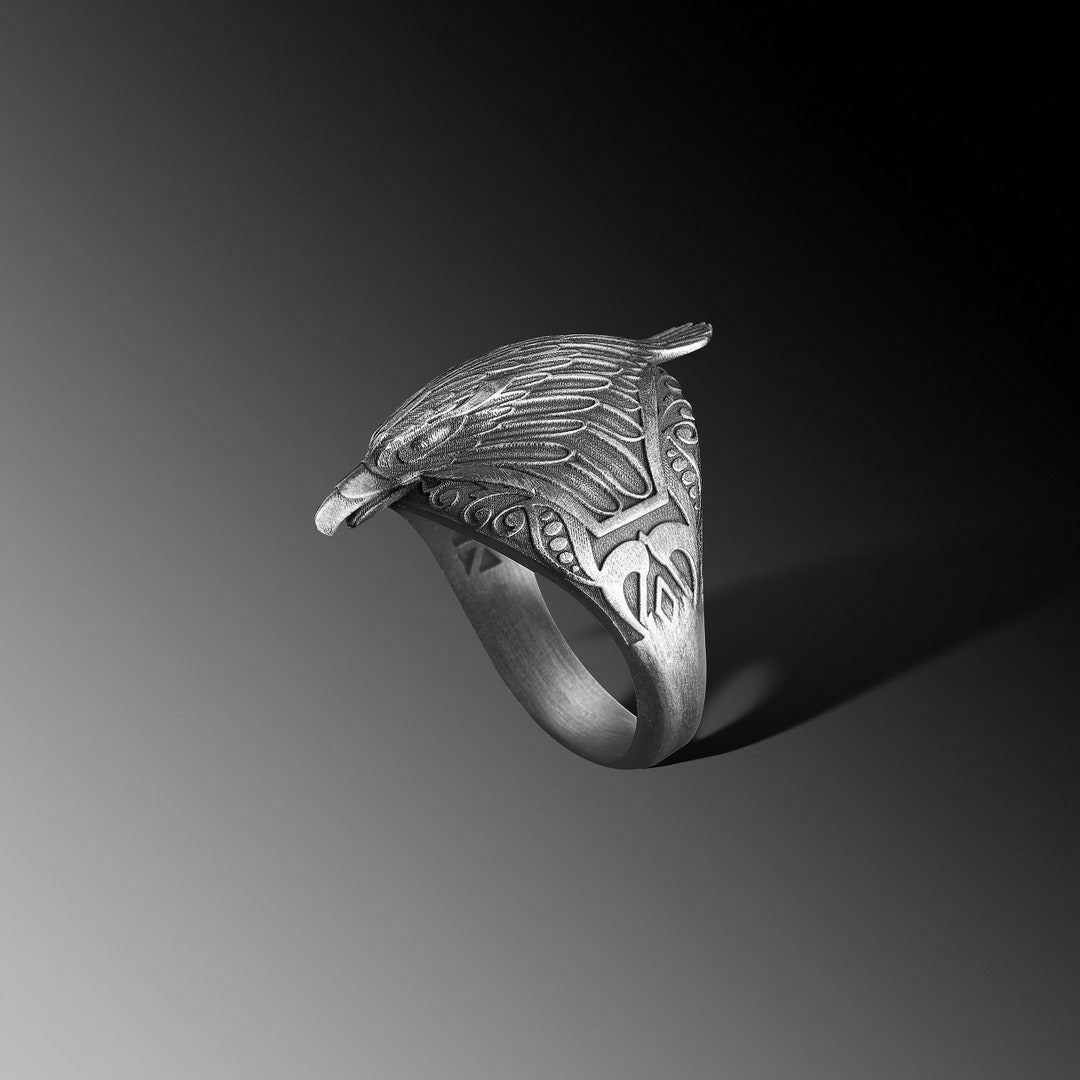 Mens Eagle Ring Silver Hawk Ring Mens Signet Ring Bald Eagle Rings for ...