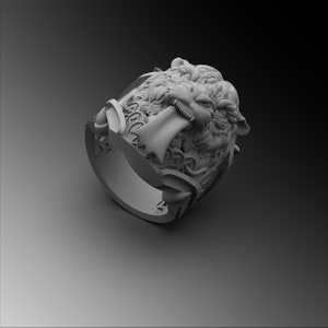 Angry Tiger Ring Silver Tiger Head Ring Men Signet Ring Angry Tiger ...