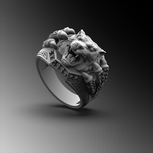 Mens Tiger Claw Ring Silver Tiger Head Ring Men Signet Ring Tiger Claw ...