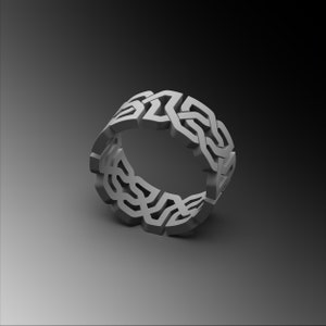 Geometric Pattern Ring, Wedding Band Ring, Filigree Style, Unique Ring ...