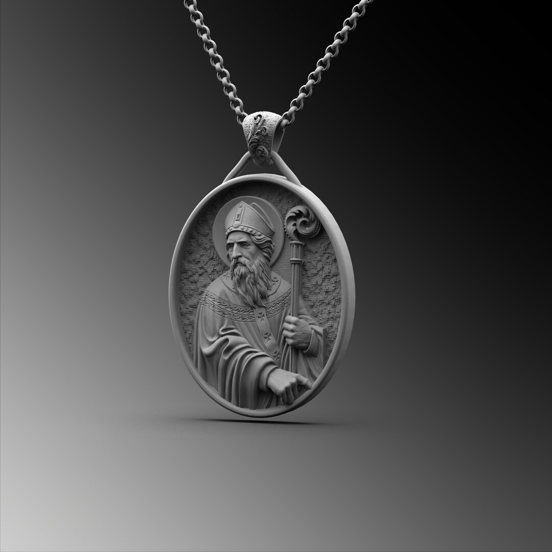 Silver Saint Patrick Necklace, Saint Patrick Mens Pendant, Christian ...