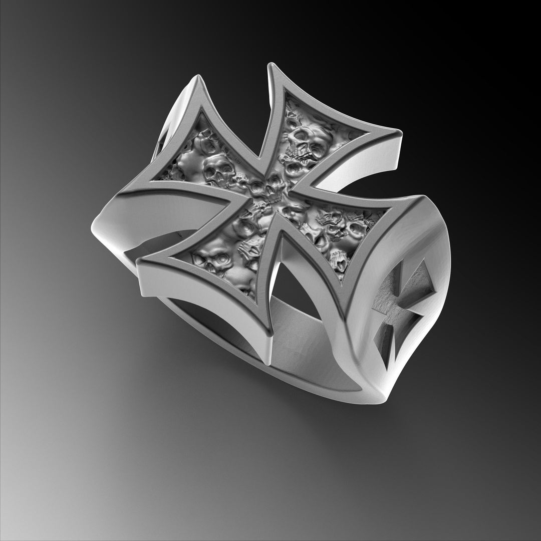 Silver Maltese Cross Ring Mens Cross Ring Unique Medieval Knight Ring ...