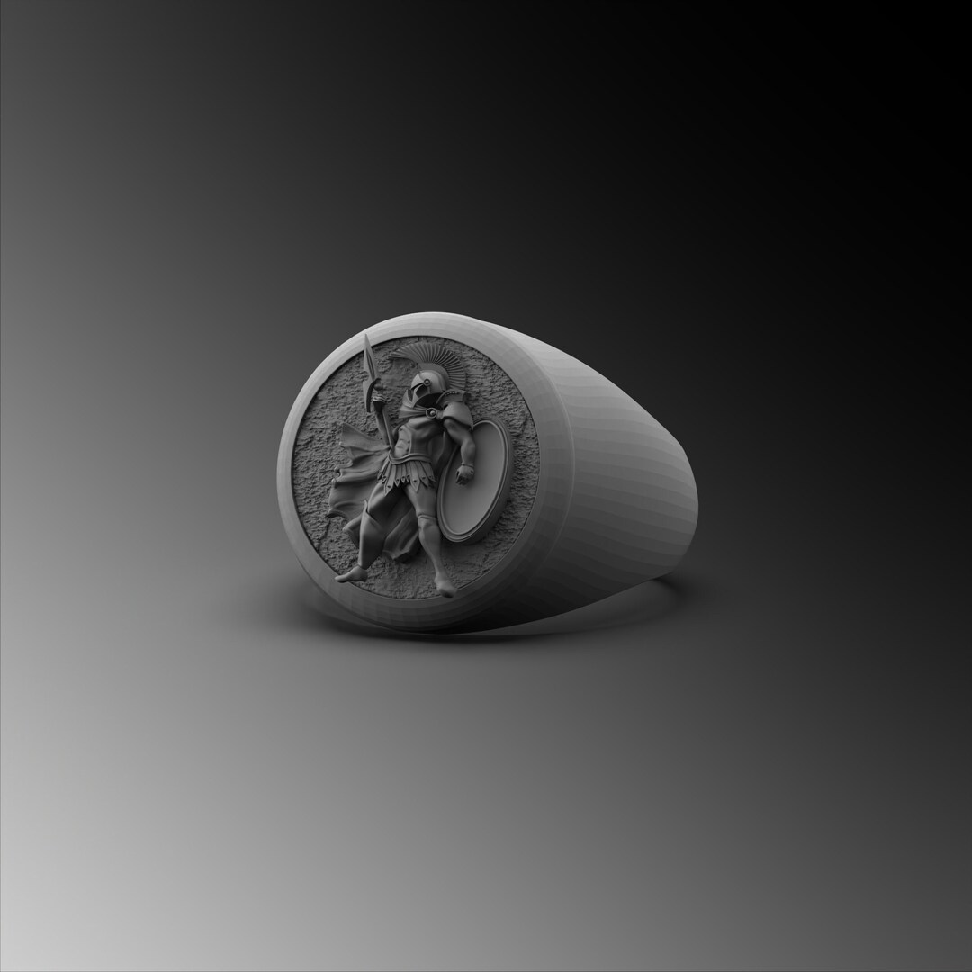 Sterling Silver Spartan Signet Ring, Mens Gladiator Ring, Unique Pinky ...