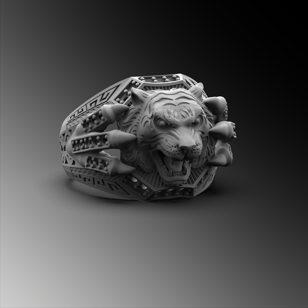 Mens Tiger Claw Ring Silver Tiger Head Ring Men Signet Ring Tiger Claw ...