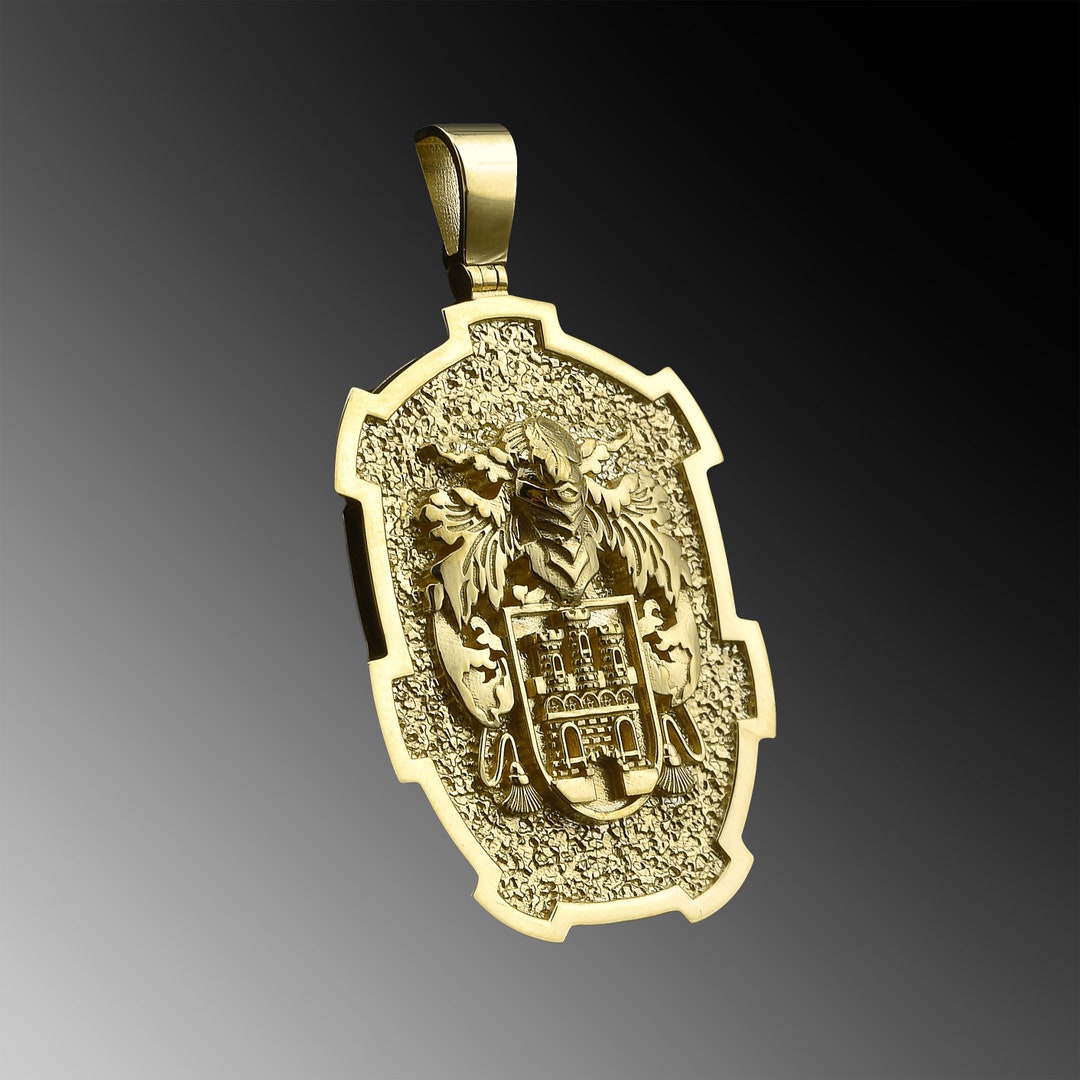 Custom Family Crest Pendant Coat of Arms Necklace, Custom Heraldry ...