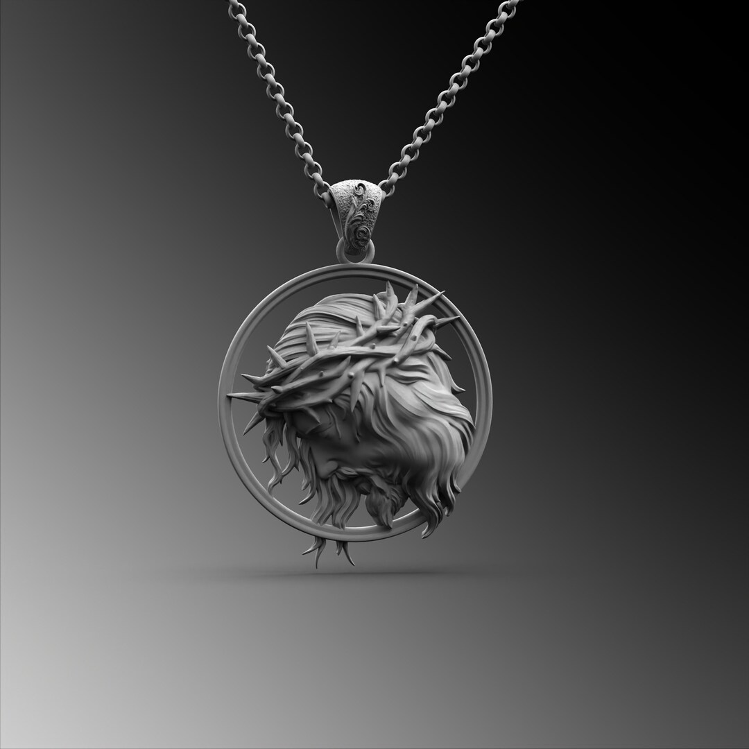 Handmade Sterling Silver Jesus Christ Crown of Thorns Pendant Necklace ...