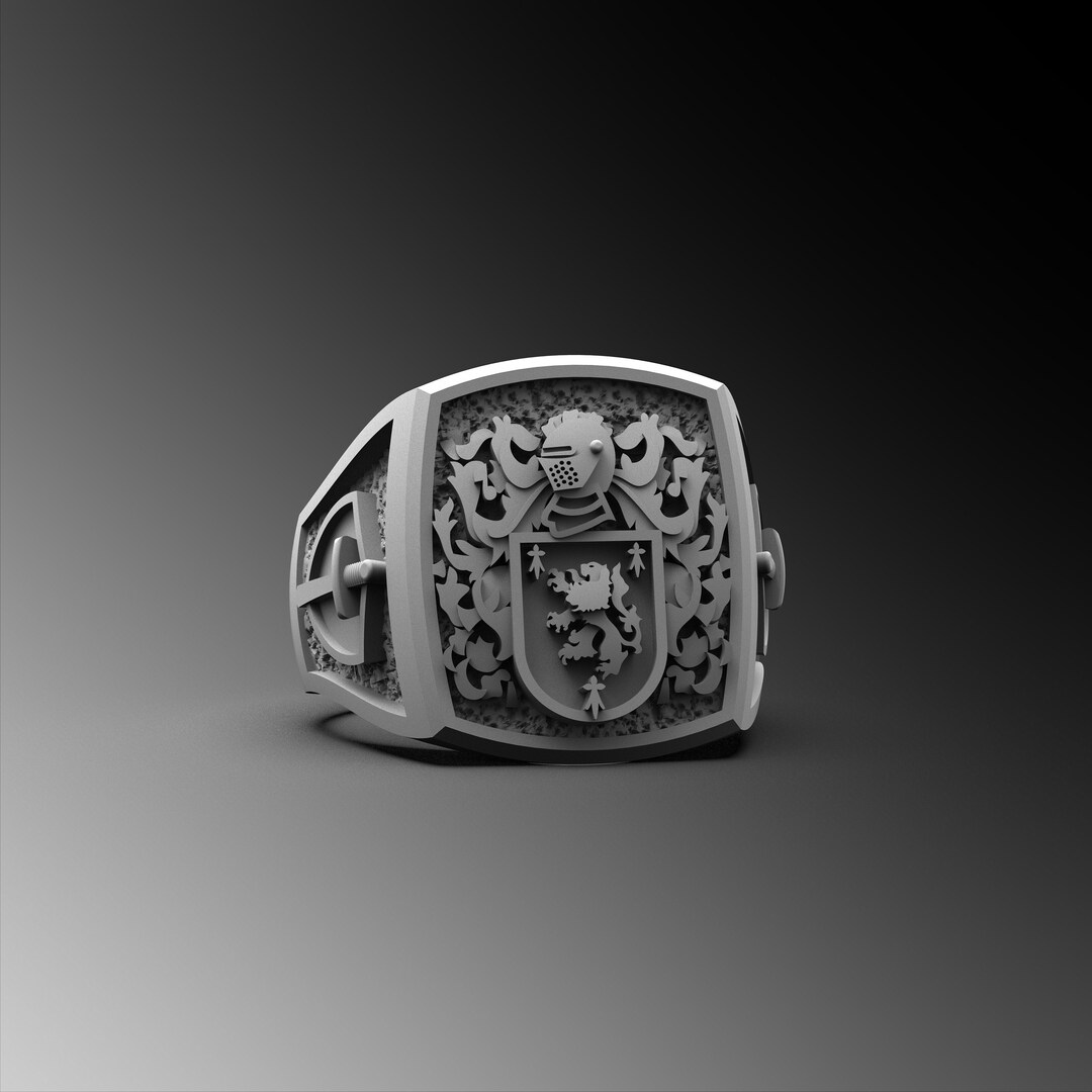 Family Crest & Coat of Arms Signet Ring, Custom Silver Rings for Men ...