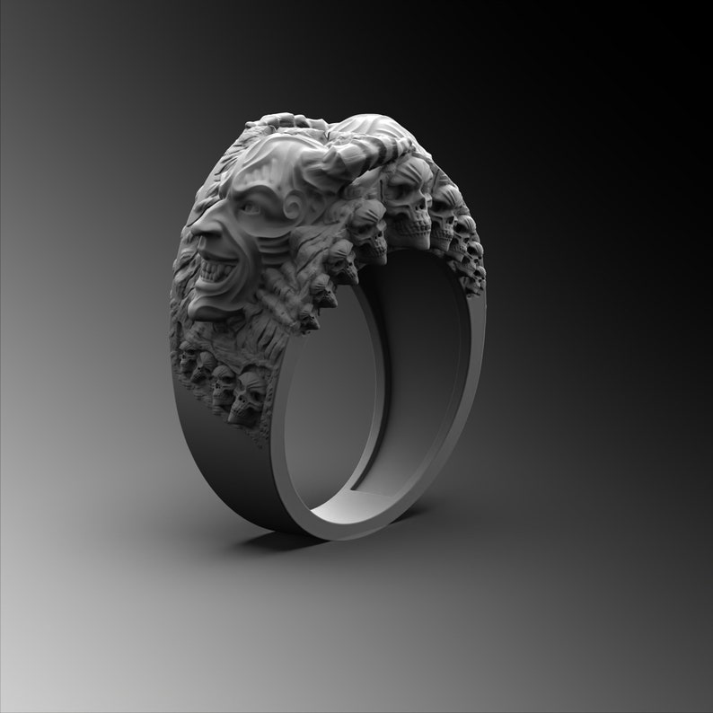 Demon Skull Ring Hell Satan 925 Silver Ring Sterling Handmade - Etsy