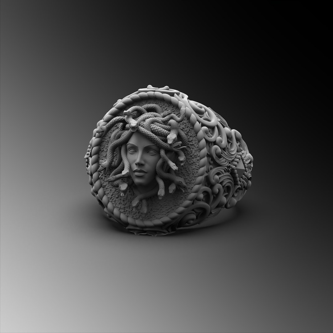 Silver Medusa Rings for Man Silver Gorgon Medusa Ring Sterling Silver Medusa Men Ring Unique ...