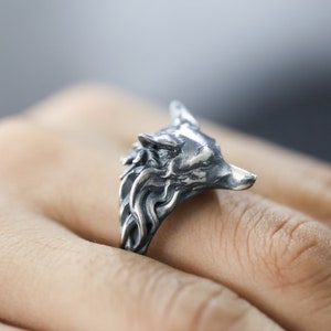 Mens Fox Ring Silver Fox Ring Mens Signet Ring Fox Head Rings for Man ...