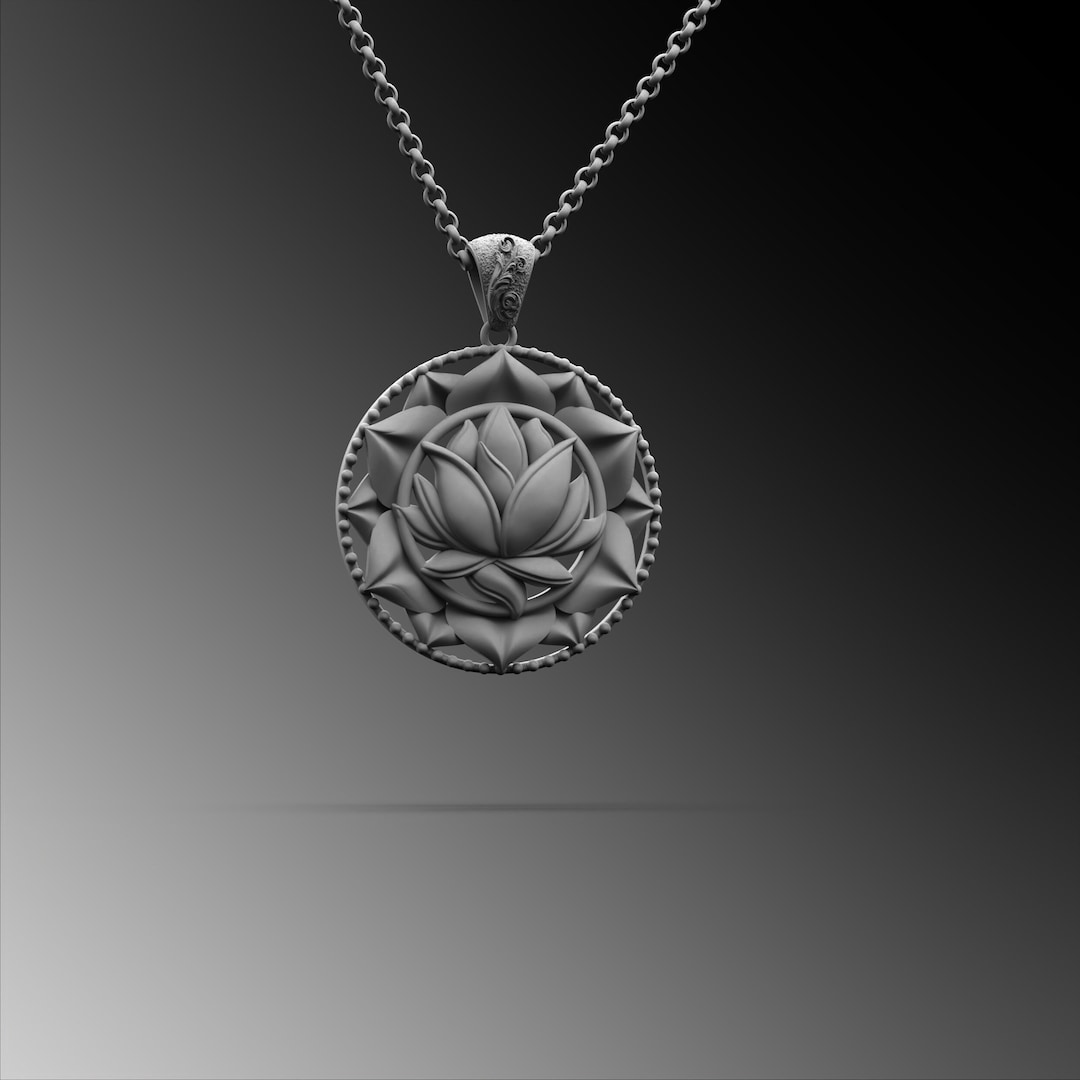 Mens Lotus Pendant - Sacred Lotus Flower Necklace - Namaste Silver ...