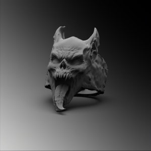 Demon Skull Ring Hell Satan 925 Silver Ring Sterling Handmade Satanic ...