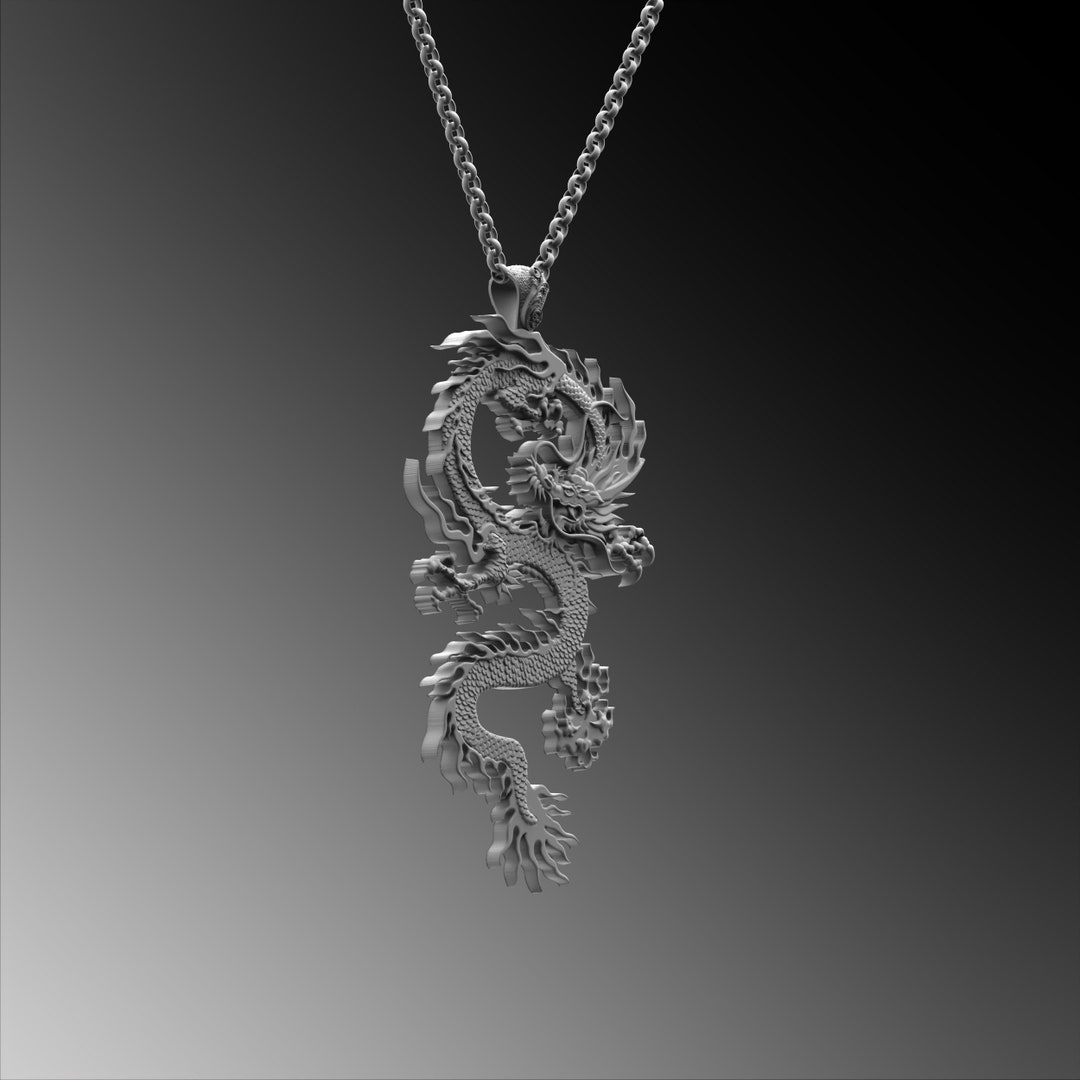 Dragon Pendant Silver Necklace for Man Dragon Pendant Men Silver ...