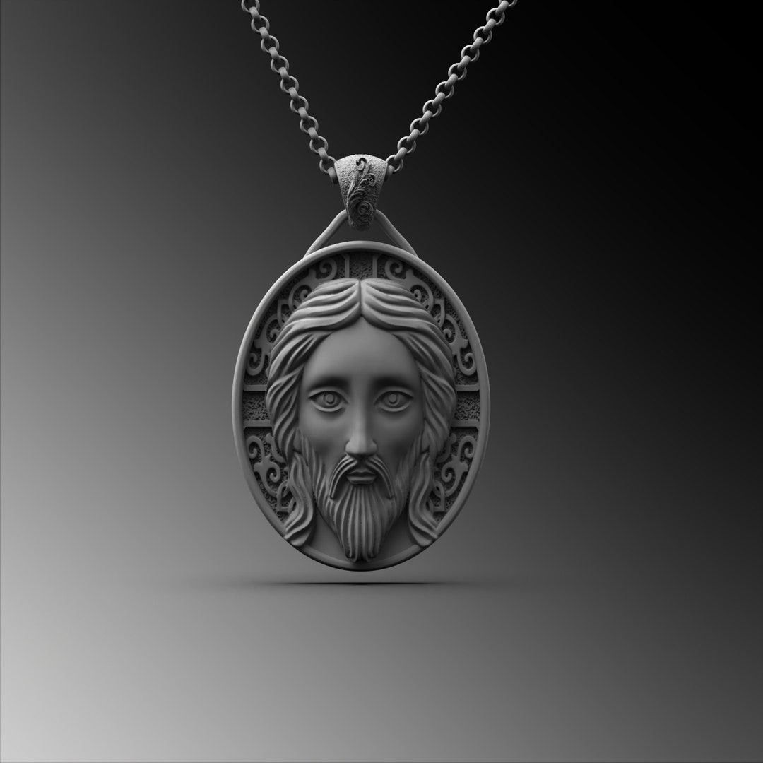 Sterling Silver Jesus Christ Pendant Necklace, Religious Medallion - Etsy